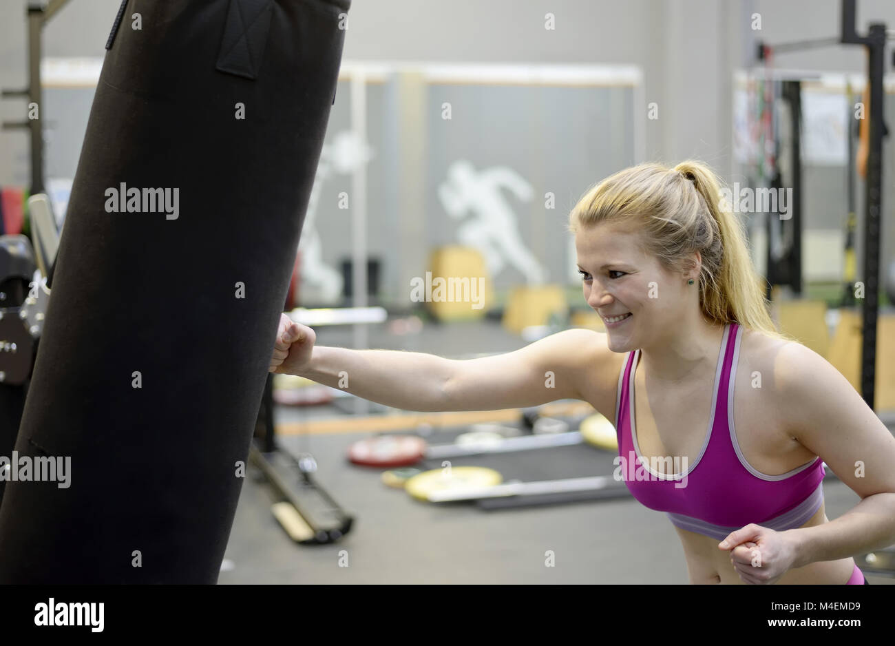 young blond woman boxing Stock Photo - Alamy