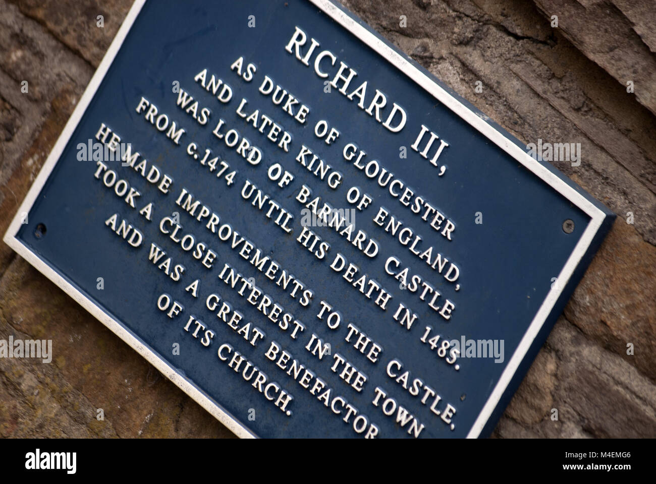 Information plaque about King Richard III, Barnard Castle, County ...
