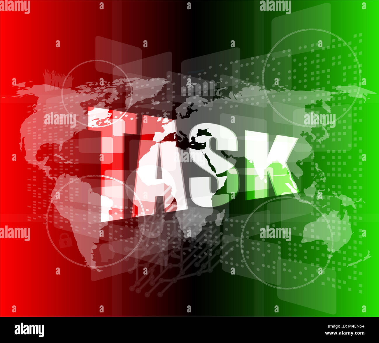task word on digital screen background with world map Stock Photo - Alamy