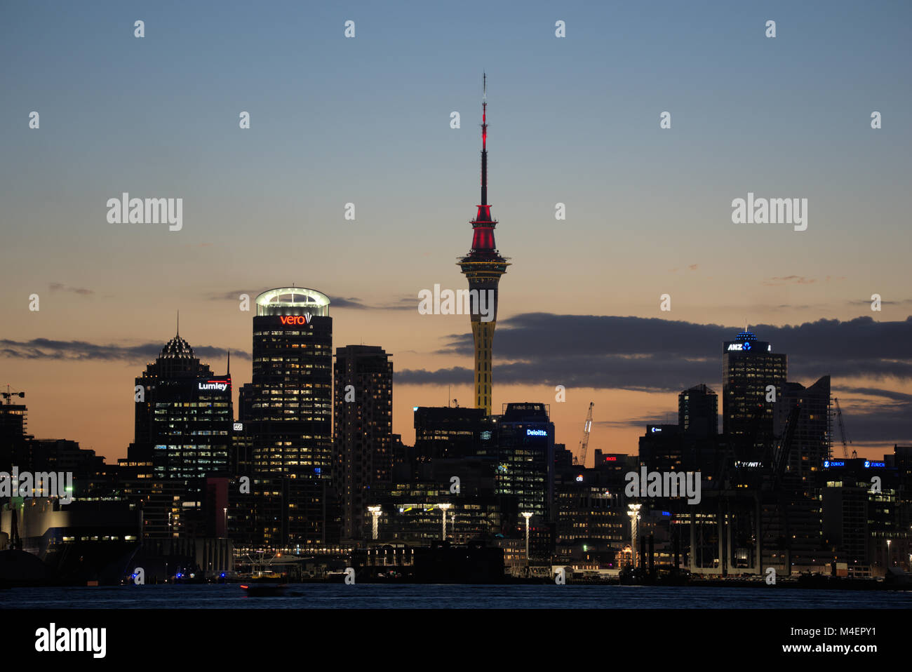 Auckland city at sunset Stock Photo - Alamy