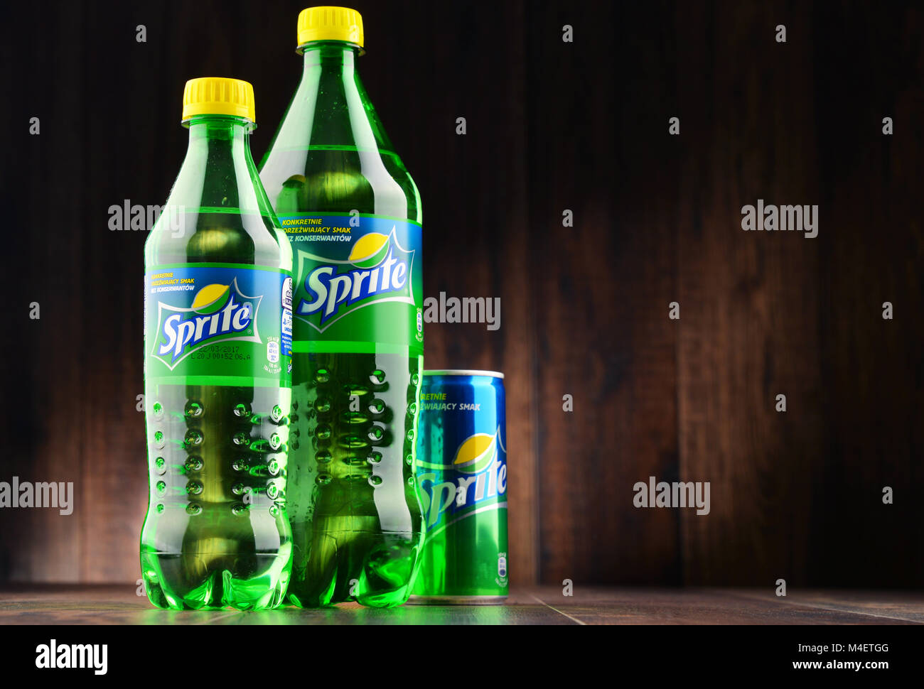 Bottles and can of Sprite soft drink Stock Photo - Alamy