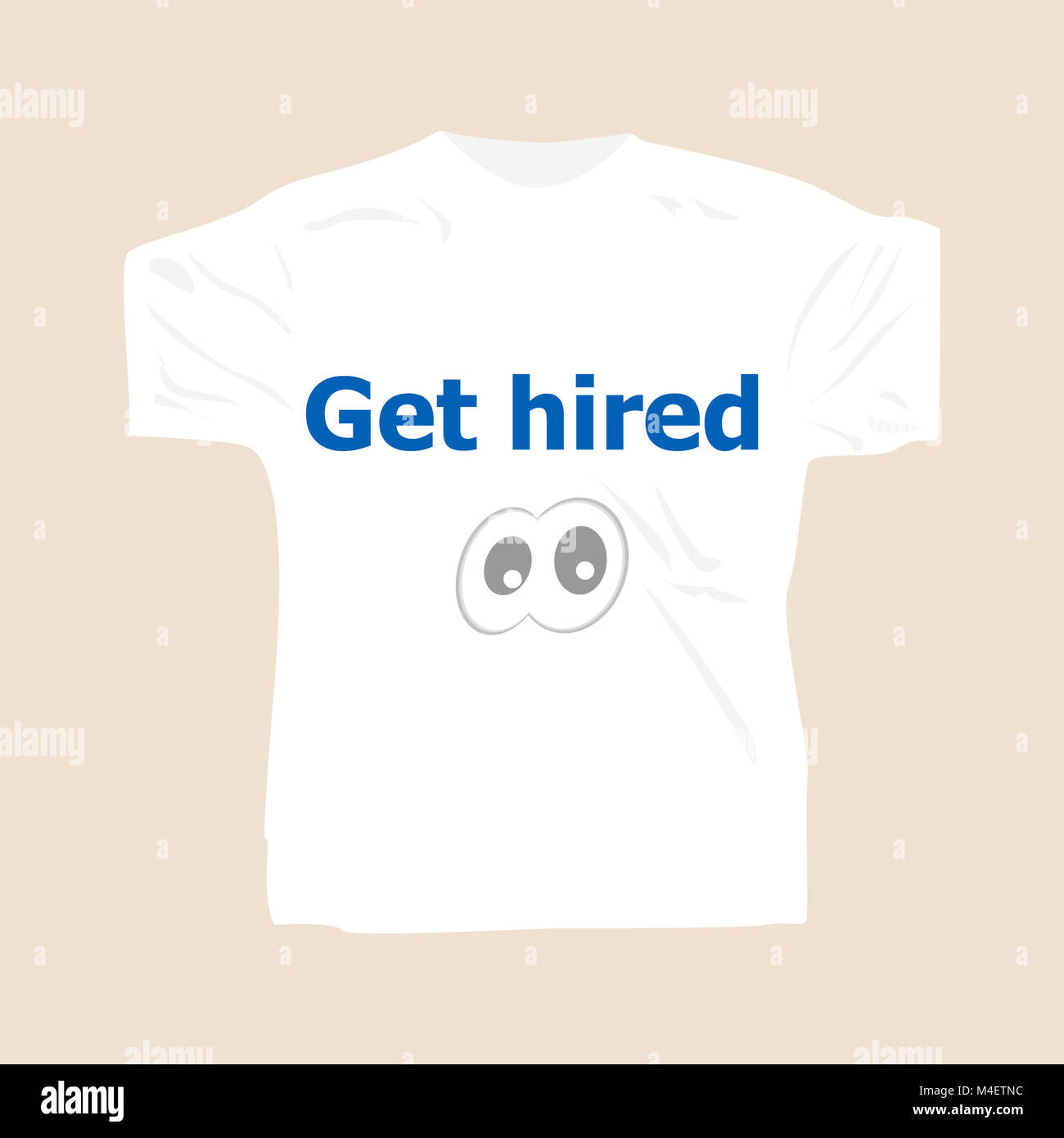 Get hired . Man wearing white blank t-shirt Stock Photo - Alamy