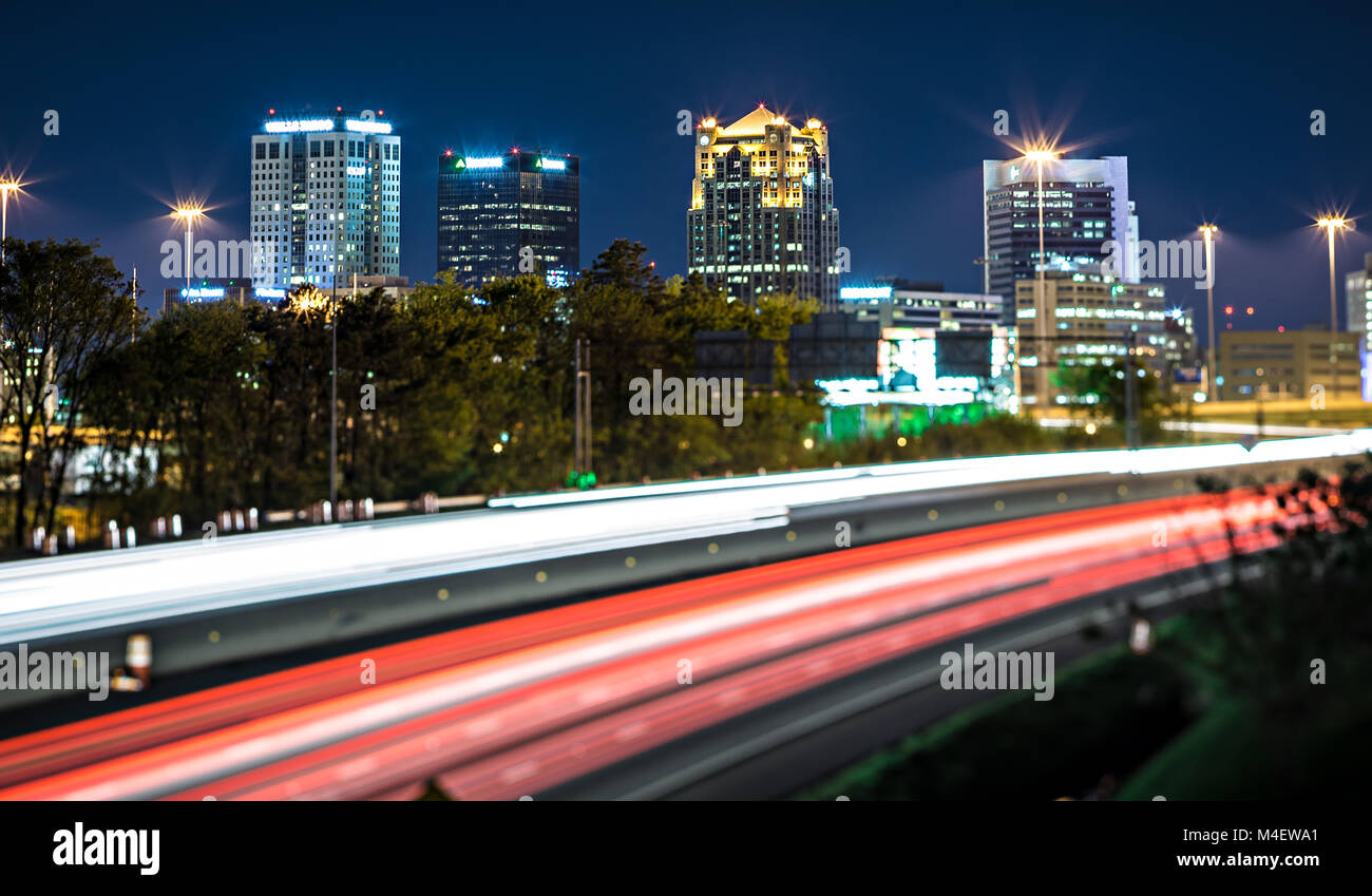 birmingham alabama city skyline and highway traffic trails Stock Photo ...