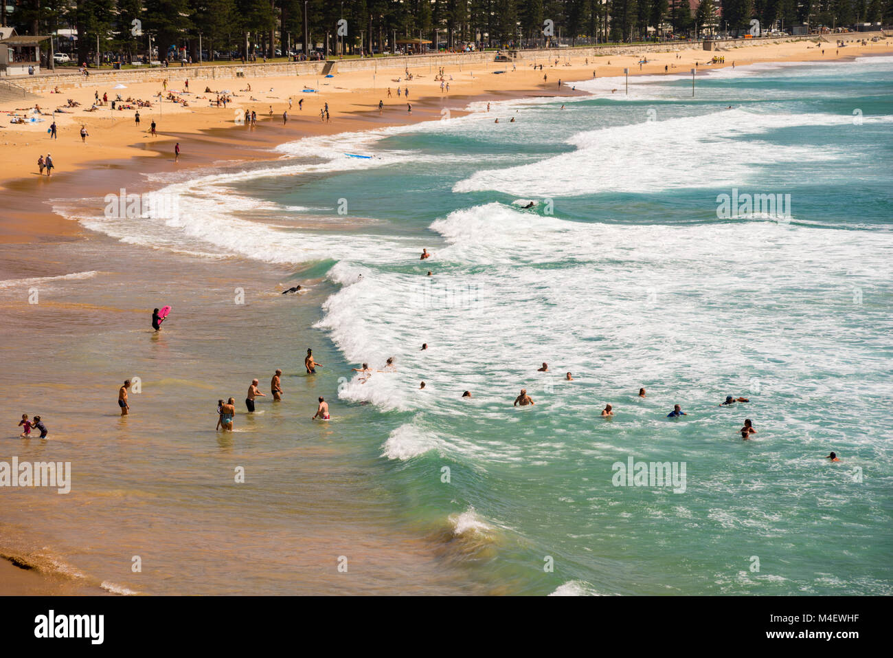 Manly Beach on a summer day with blue sky, Sydney, Australia Stock ...