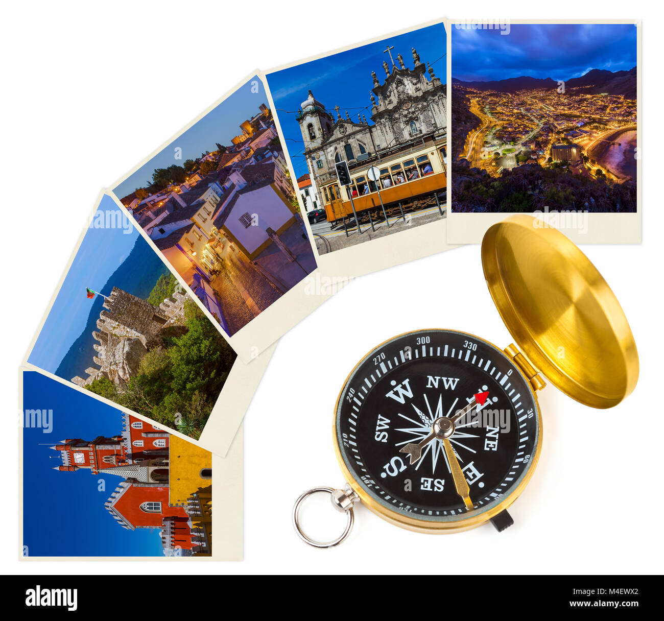 Portugal travel images (my photos) and compass Stock Photo - Alamy