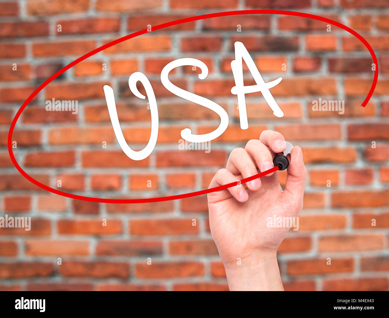 Man Hand writing USA with black marker on visual screen Stock Photo - Alamy