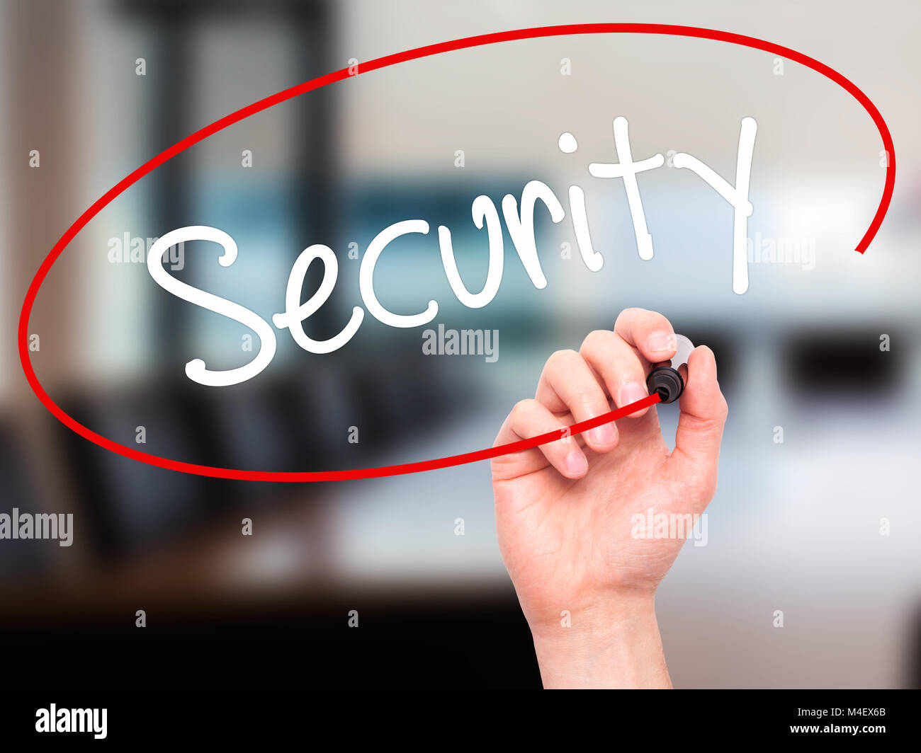 Man Hand writing Security with black marker on visual screen Stock ...