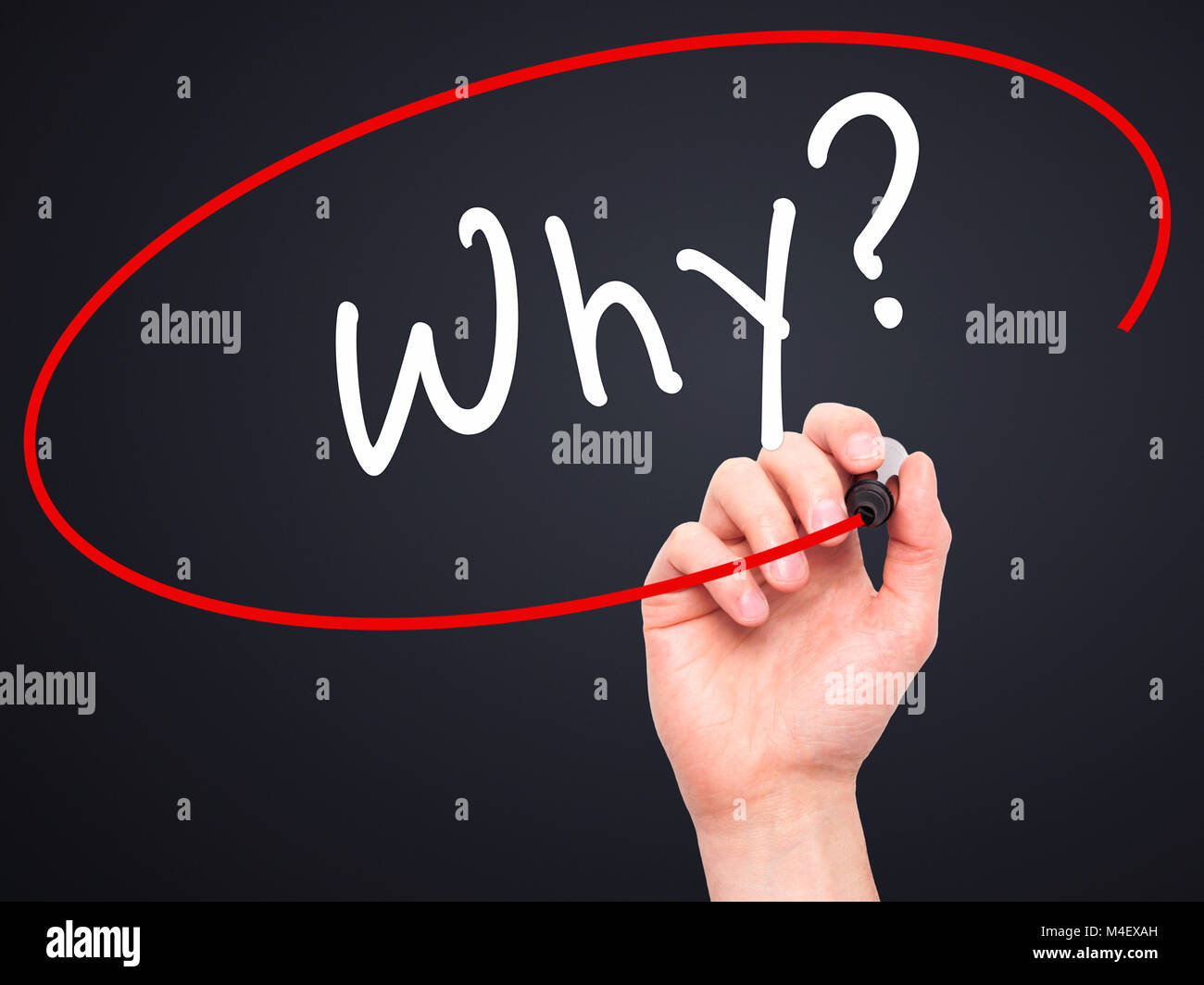 Man Hand writing Why? with black marker on visual screen Stock Photo ...