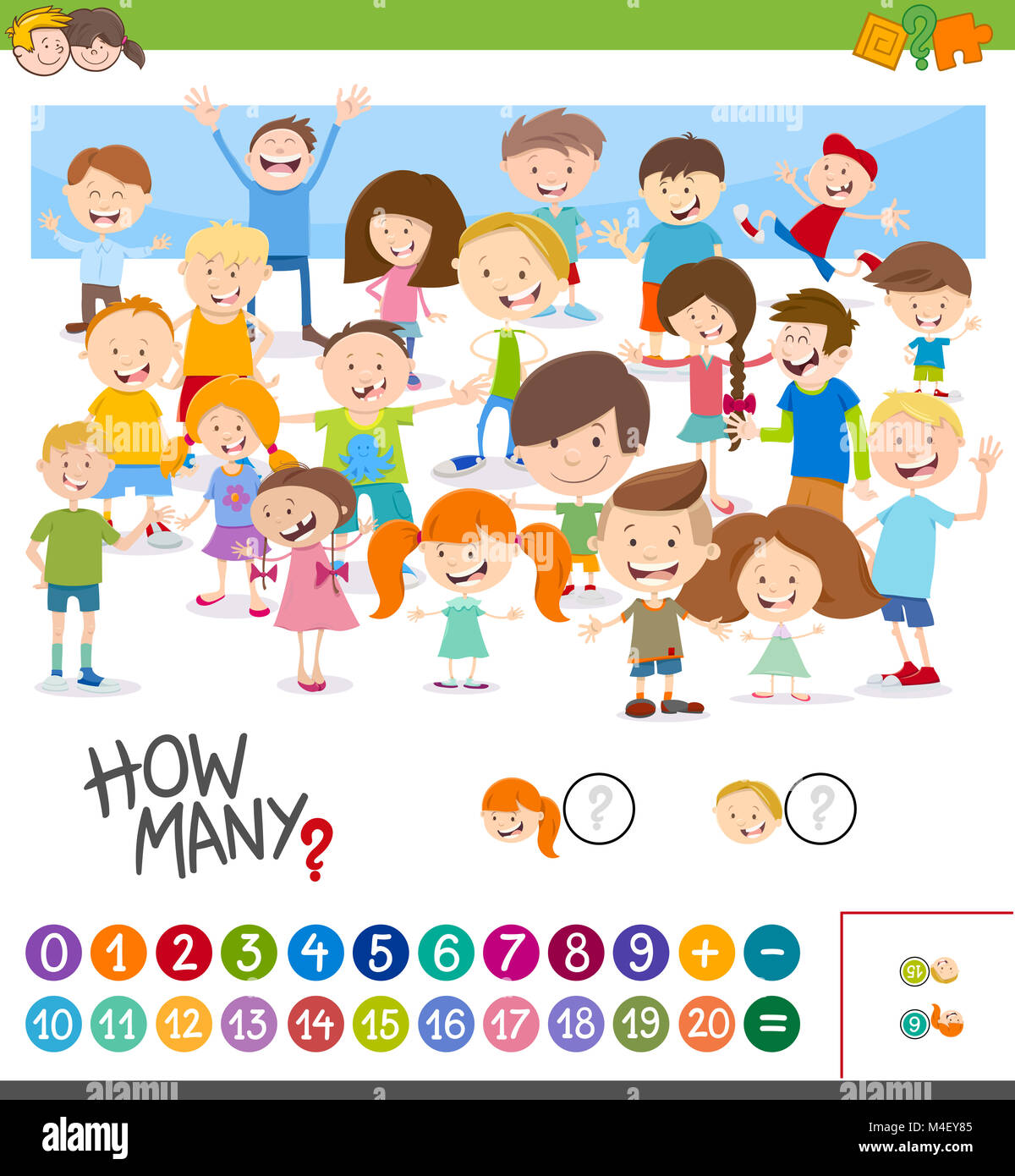 cartoon game of counting children Stock Photo - Alamy