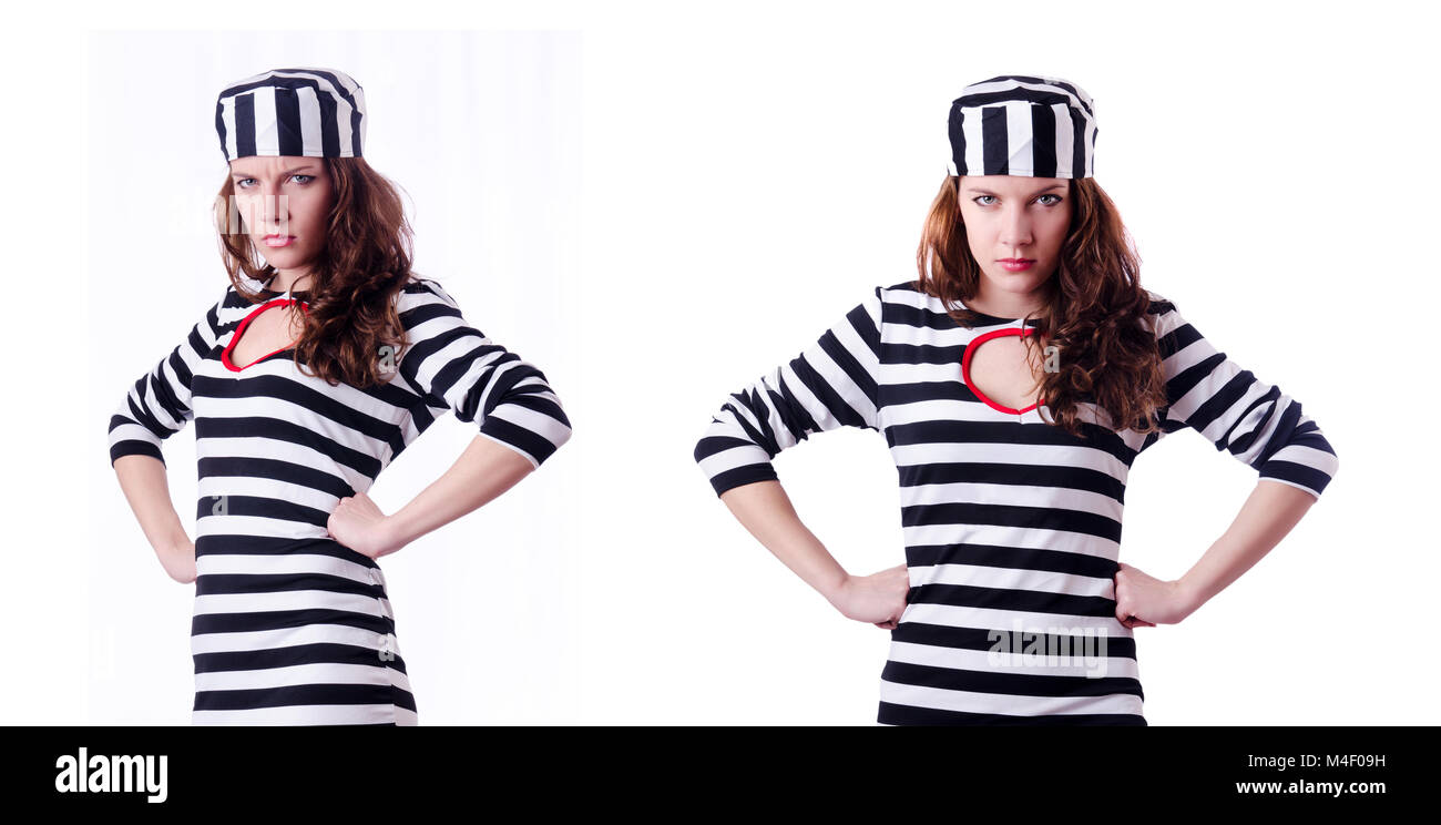 Convict criminal in striped uniform Stock Photo - Alamy