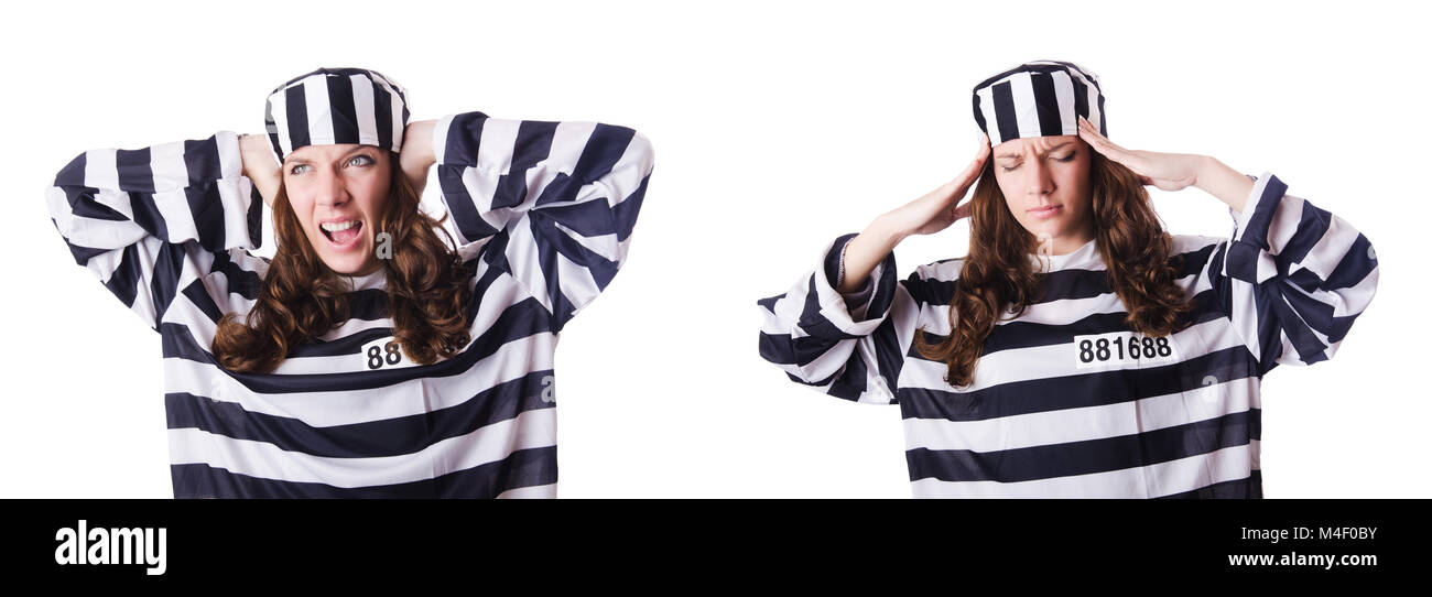 Convict criminal in striped uniform Stock Photo - Alamy