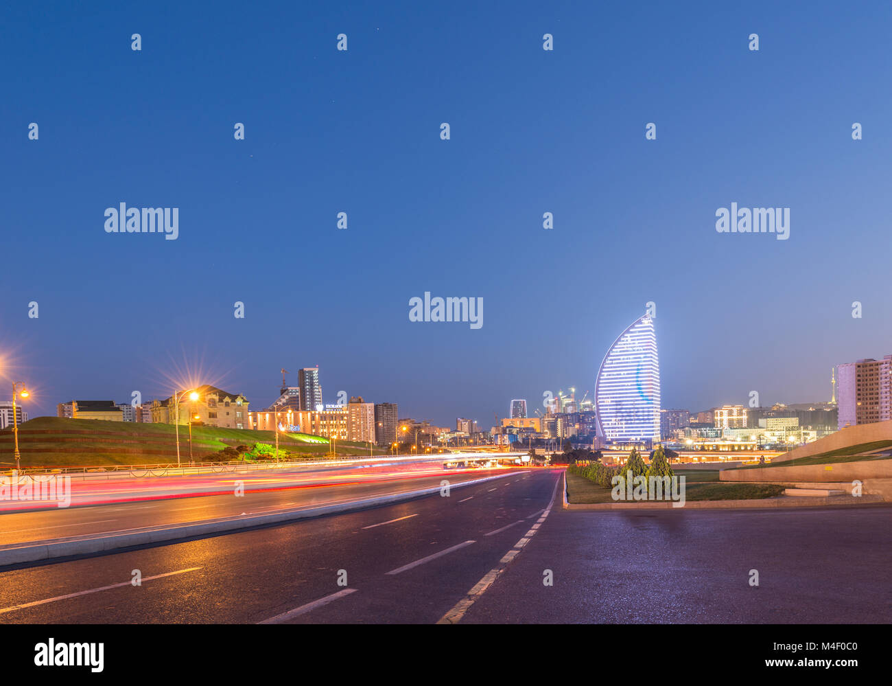 Night view of Baku Azerbaijan during sunset Stock Photo - Alamy