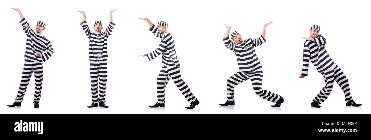 Convict criminal in striped uniform Stock Photo - Alamy