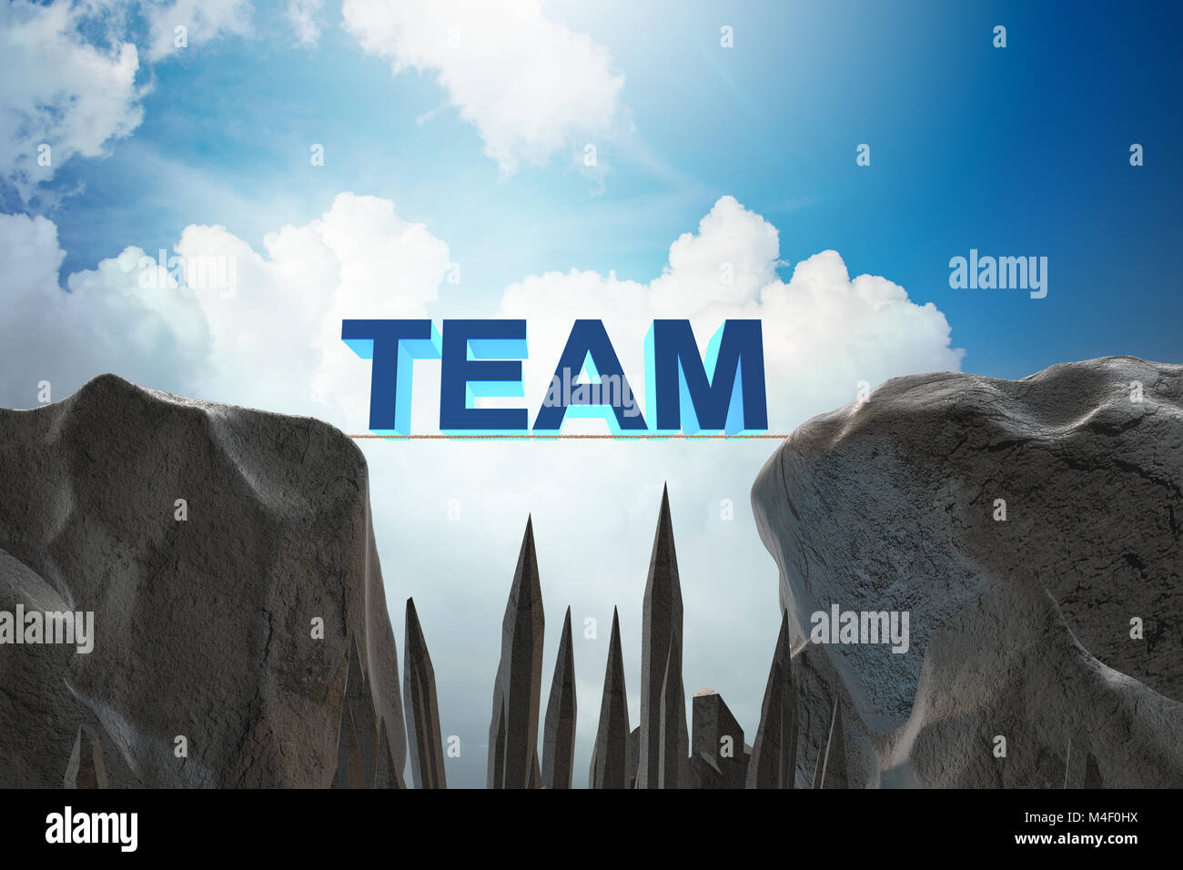 Teamwork concept with team bridge 3d rendering Stock Photo - Alamy
