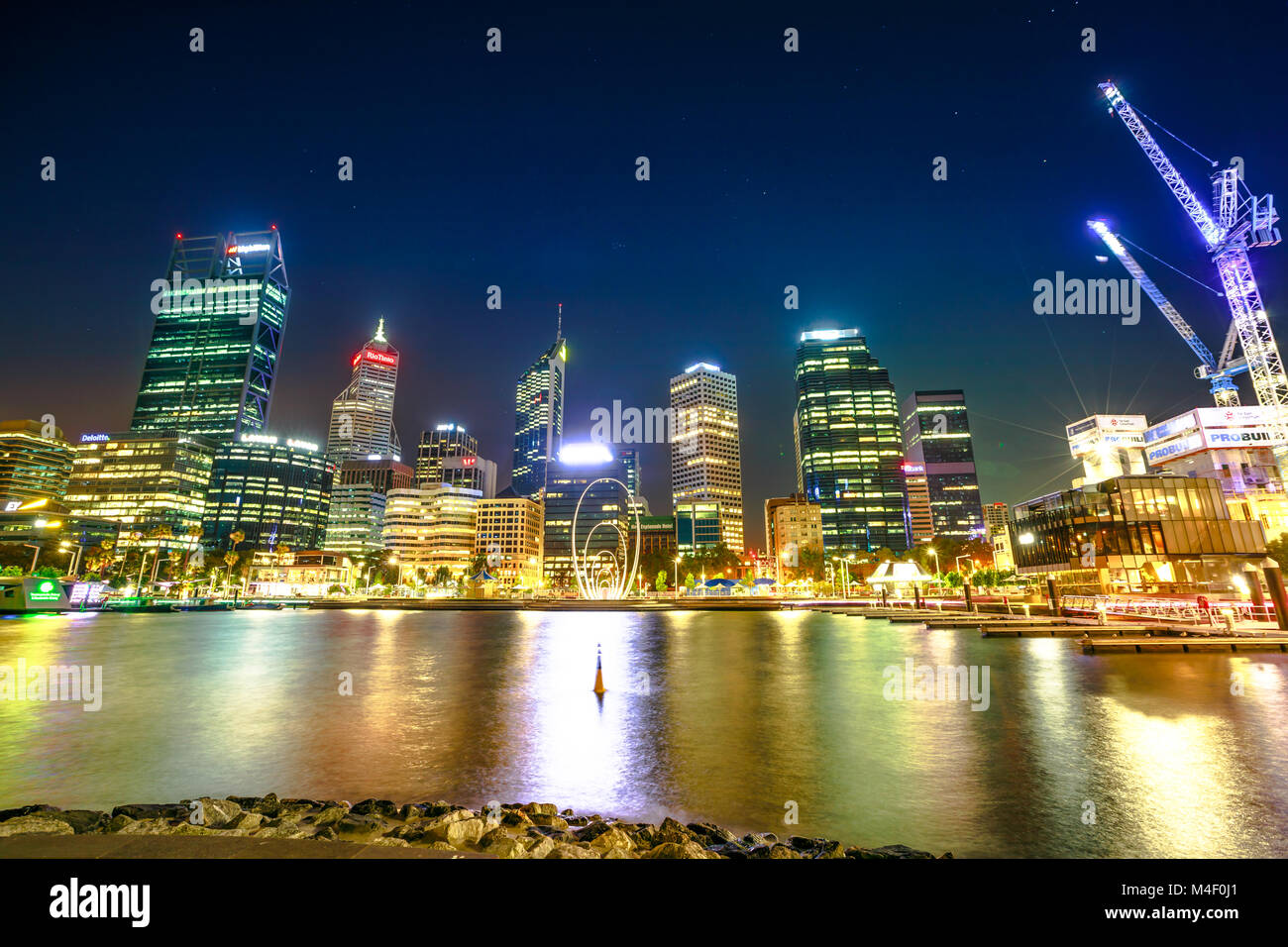 Perth, Australia - Jan 5, 2018: Esplanade with modern skyscrapers and ...