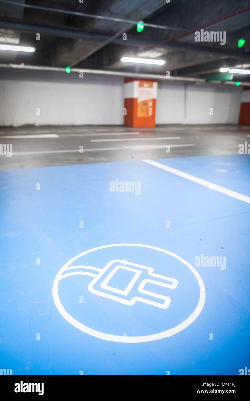 Color shot of a parking place for charging electric cars Stock Photo ...