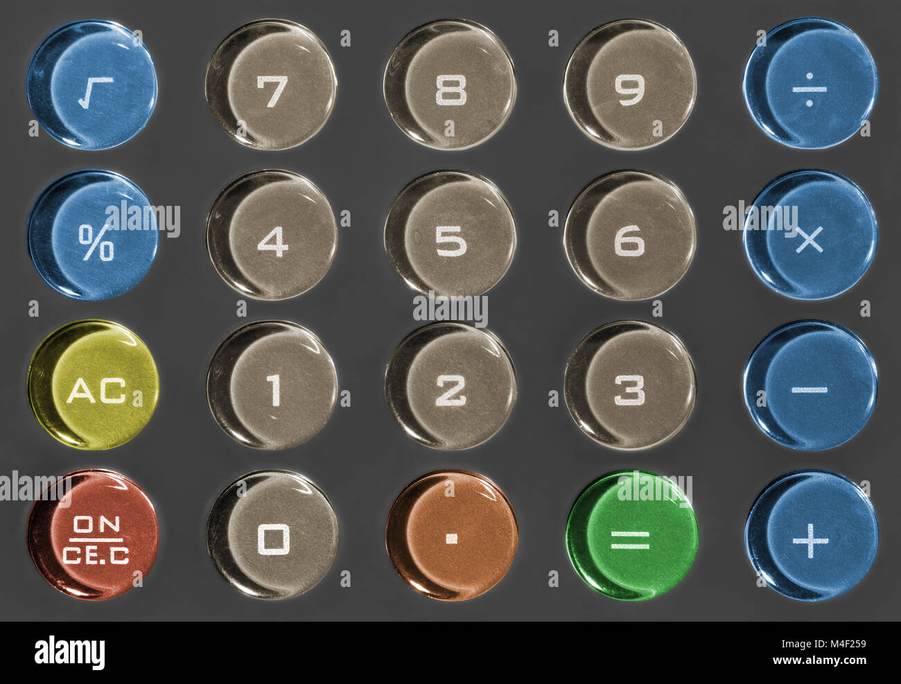 Calculator keyboard with multicolor transparent keys Stock Photo - Alamy