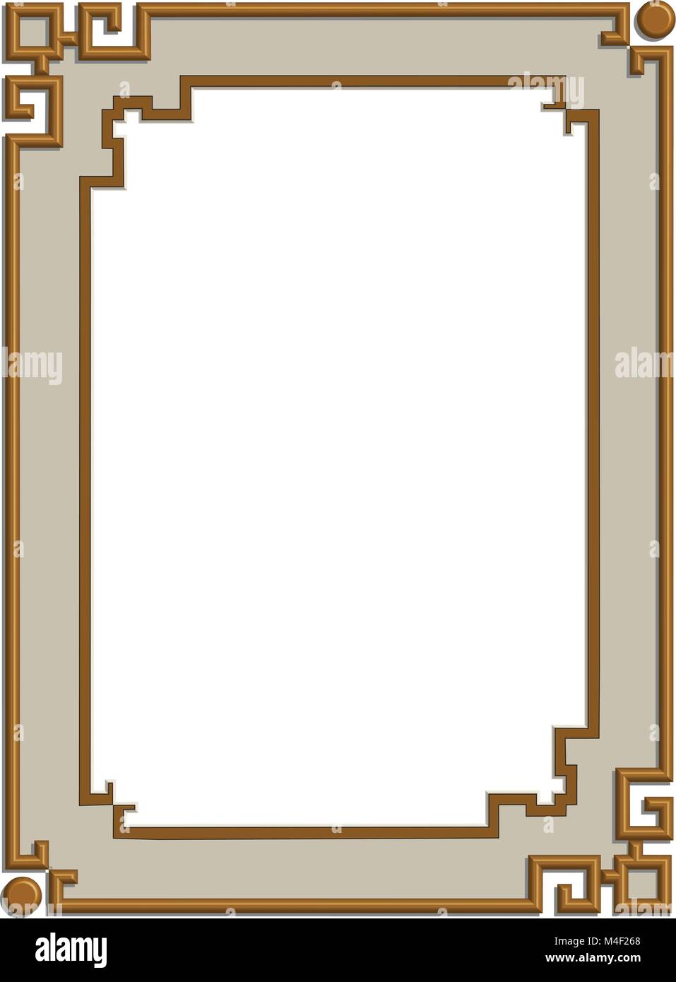 3D vector of beautiful golden frame chinese pattern for text and ...