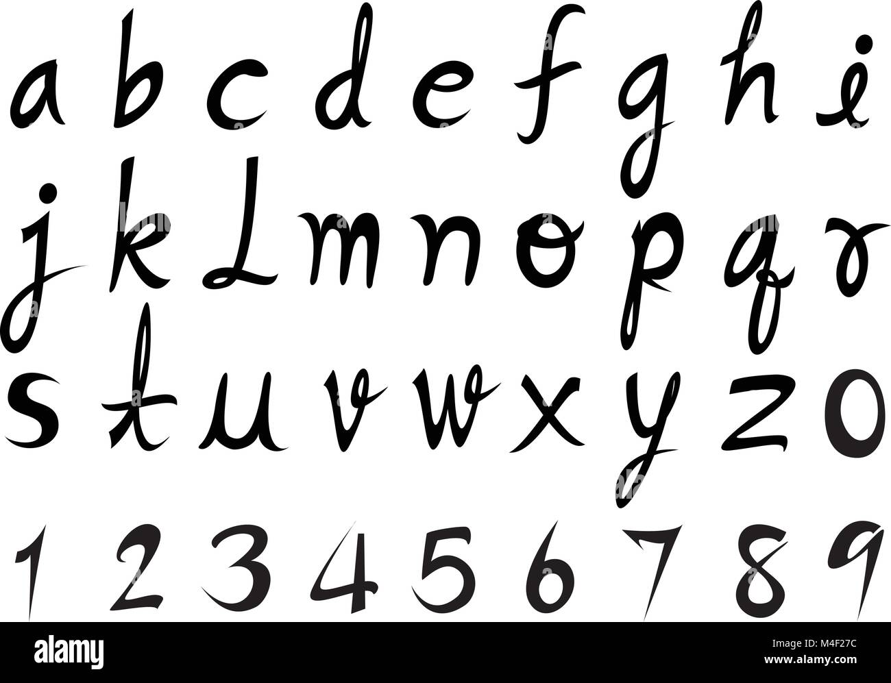 magic hand write of lowercase font, type font, typography and number ...