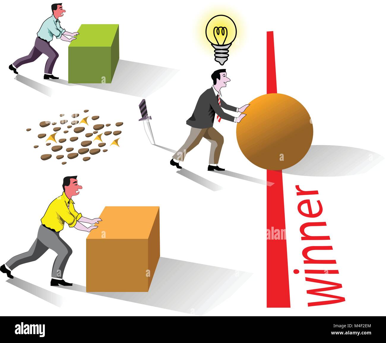 metaphor of business brain work for winner idea, well creative bright ...