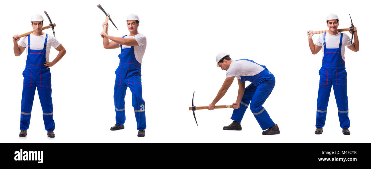 Man with axe isolated on the white Stock Photo - Alamy