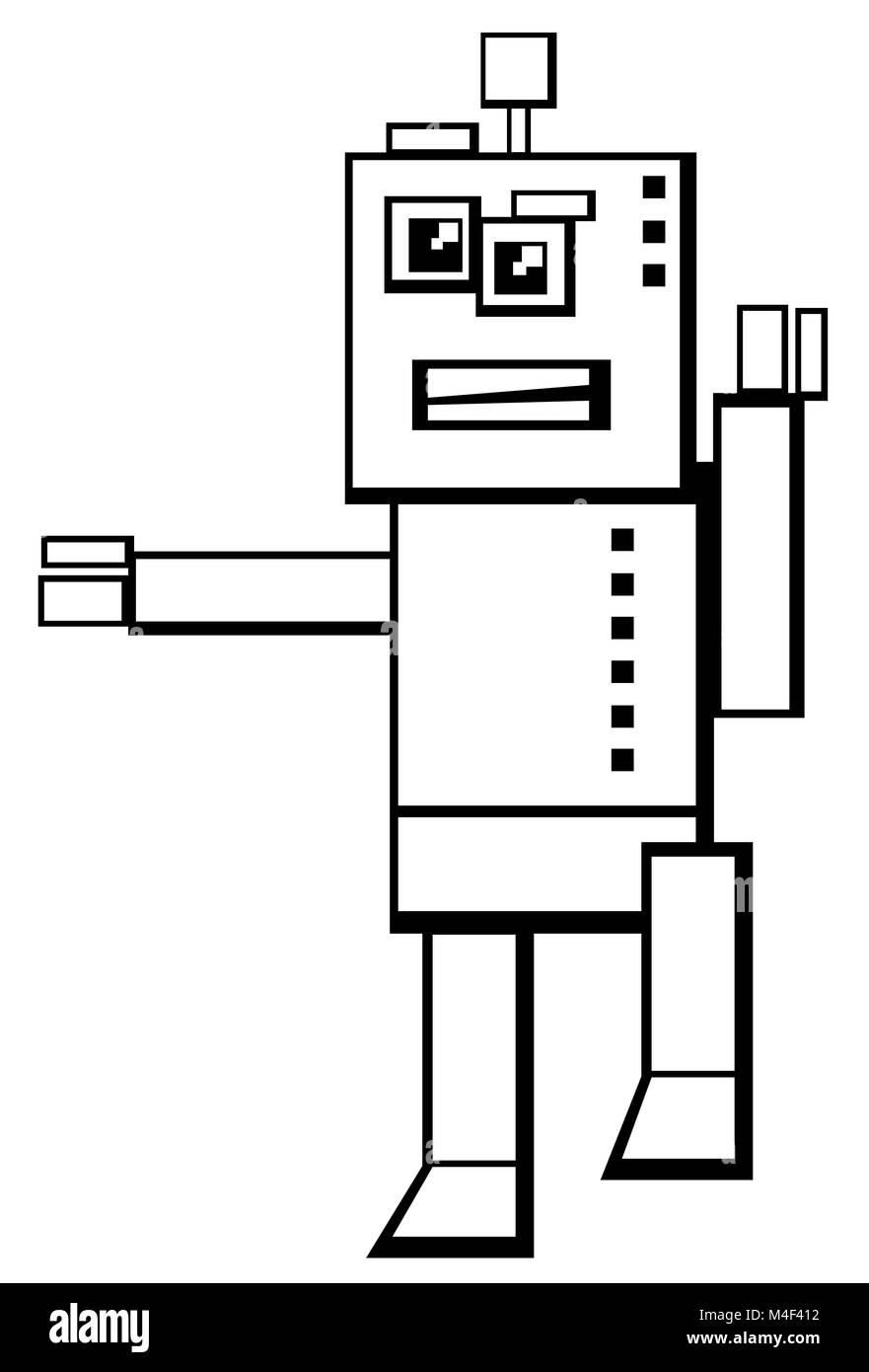 robot character coloring book Stock Photo - Alamy