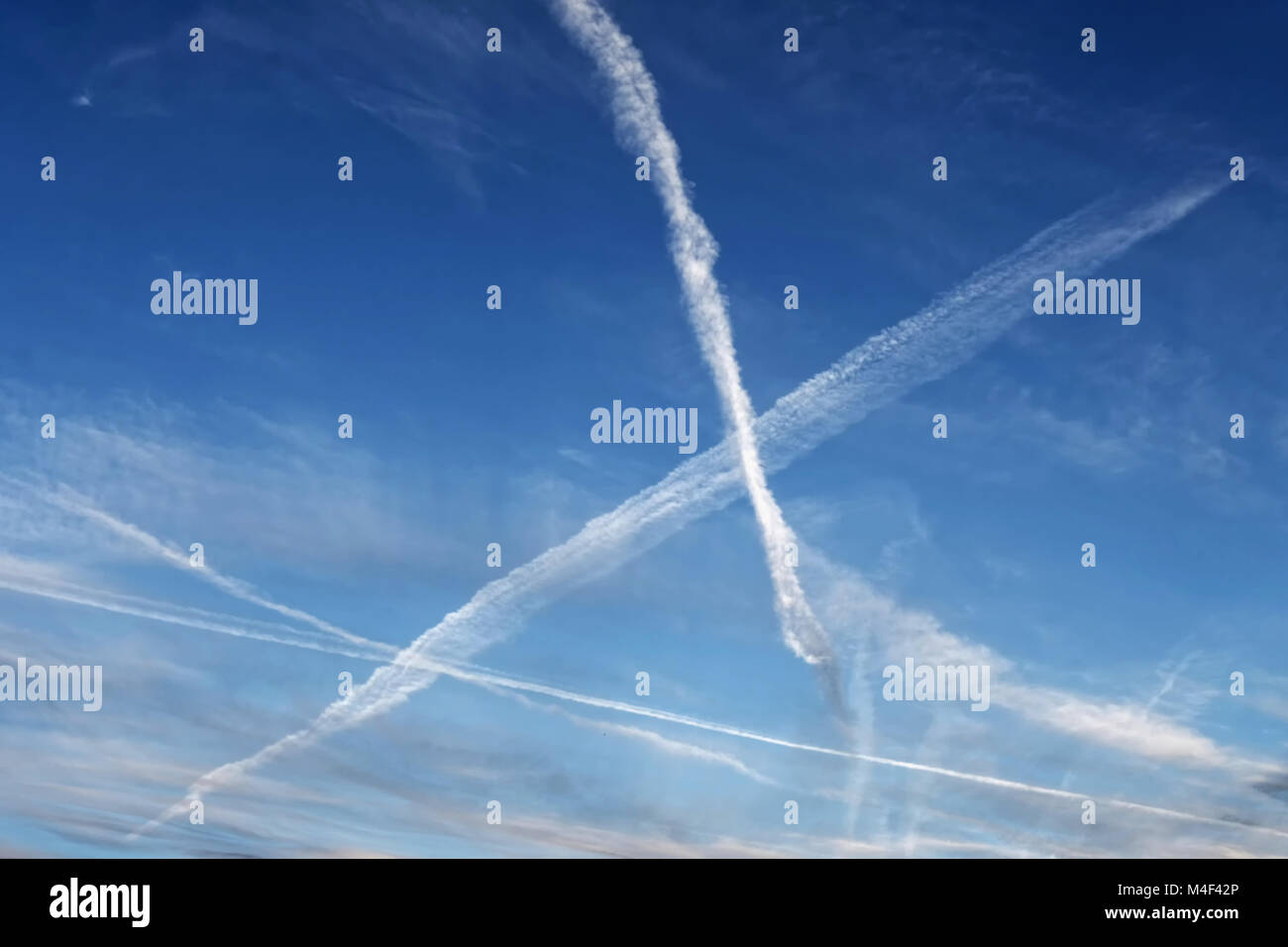 Cirrus Contrails Blue Sky High Resolution Stock Photography and Images ...