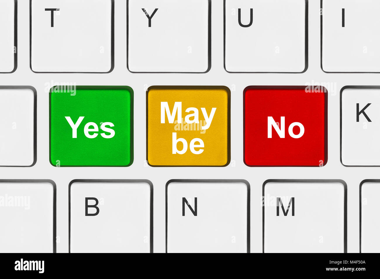 Computer keyboard with Yes No and Maybe keys Stock Photo - Alamy