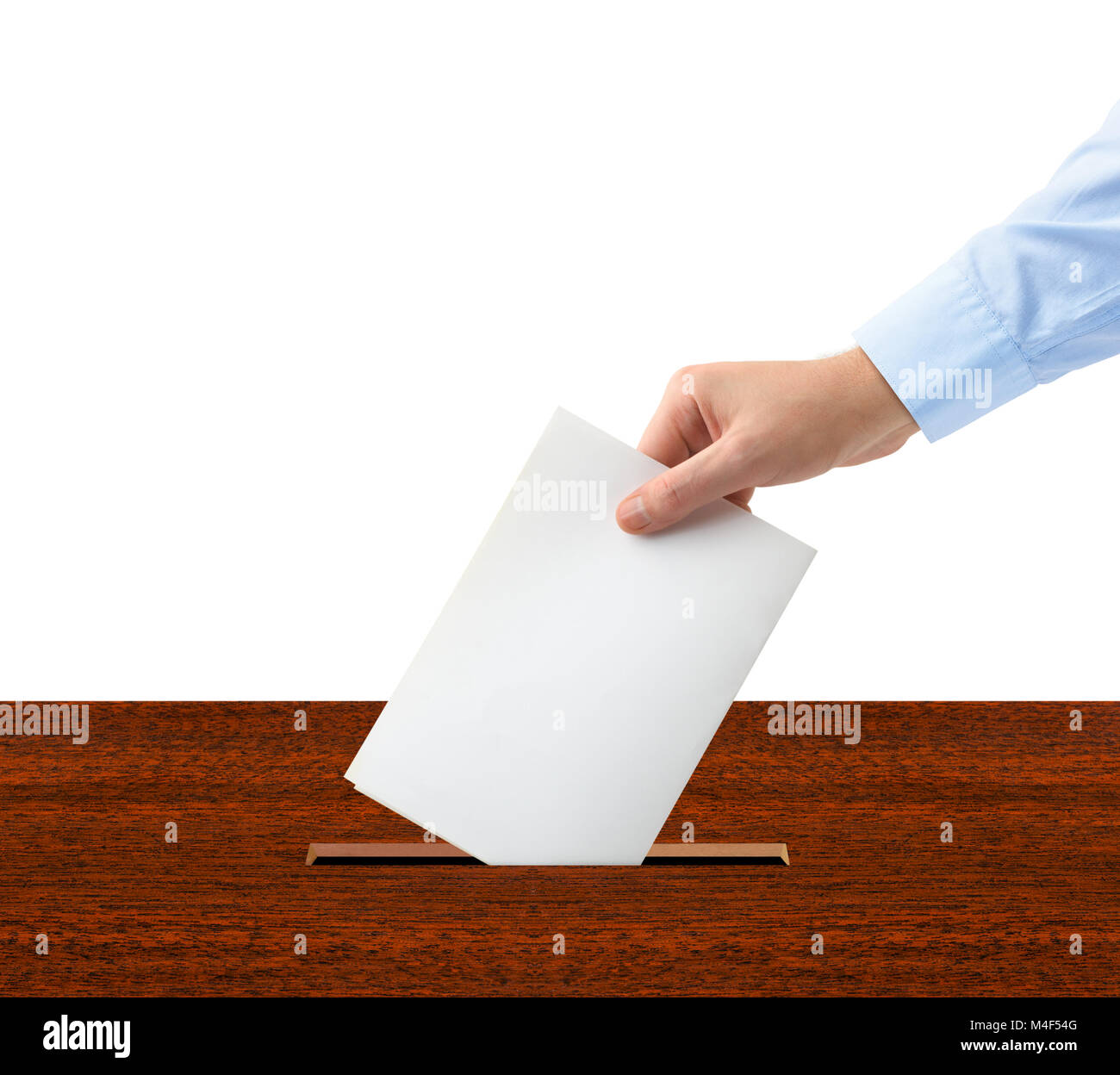 Hand with ballot and box Stock Photo - Alamy