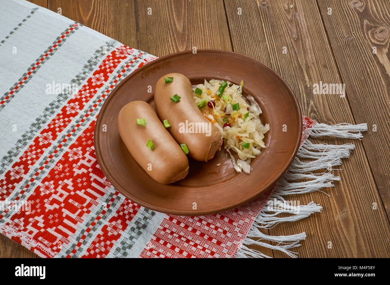 Prawdziwe Serdelki - Polish sausages from veal and pork Stock Photo - Alamy