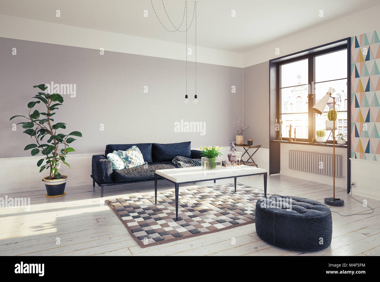 modern living room design. 3d rendering Stock Photo - Alamy