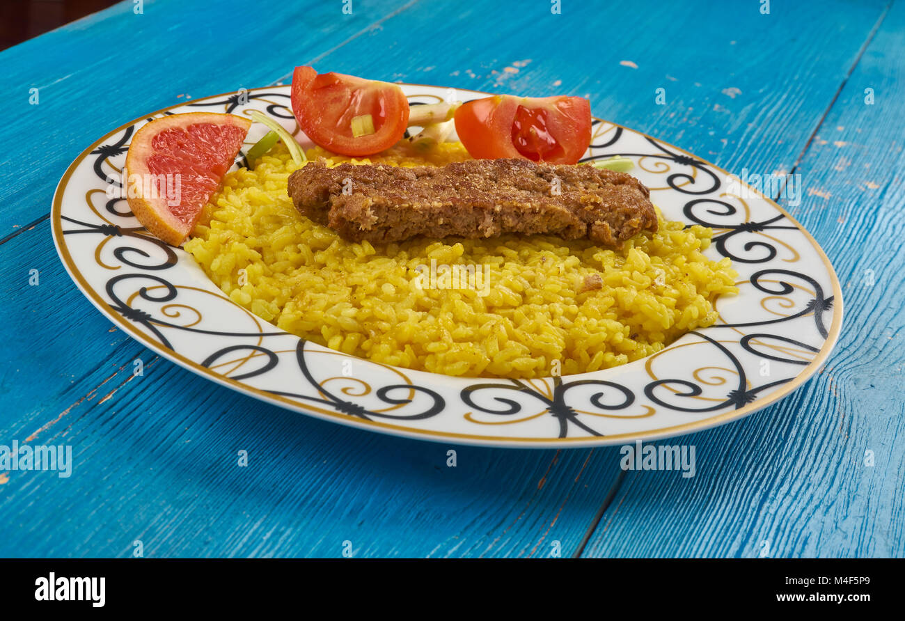 Kebab tabei - Persian Pan Kebab, Persian Beef Patties with saffron Rice ...