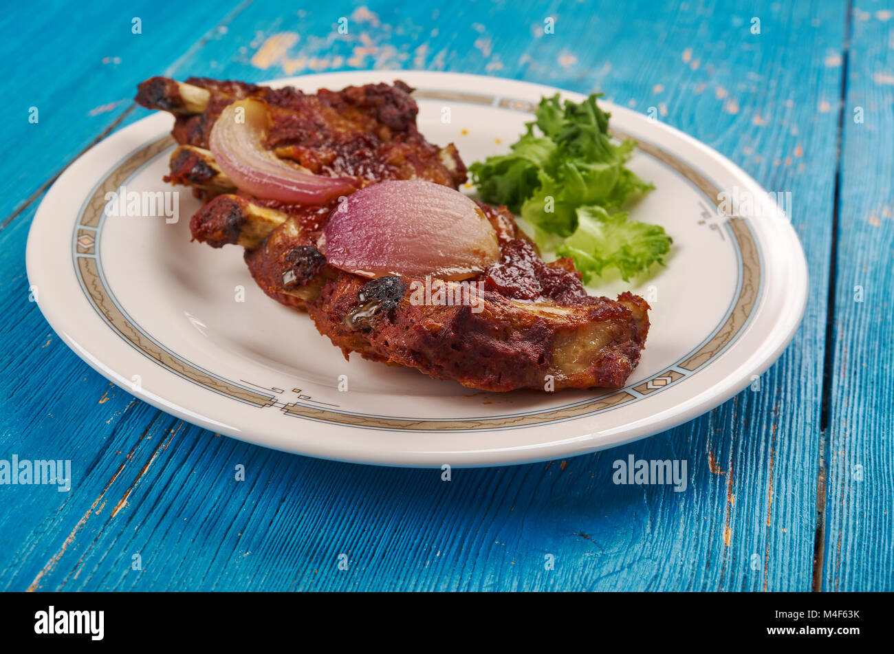 Slow Cooker Louisiana Ribs , Cajun-Style close up Stock Photo - Alamy