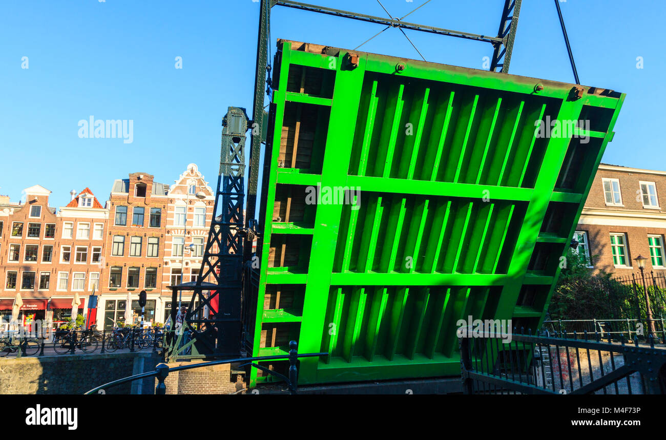 The Scharrebiersluis drawbridge opening to allow the Scorpio barge into ...