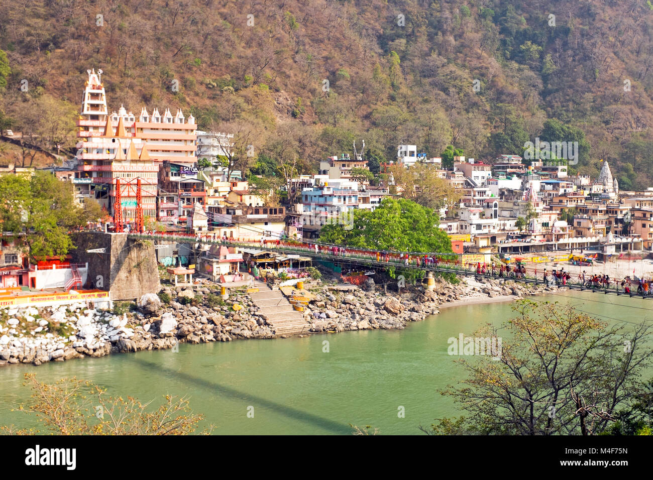 Laxman Jhula bridge at the Ganga in India Stock Photo - Alamy