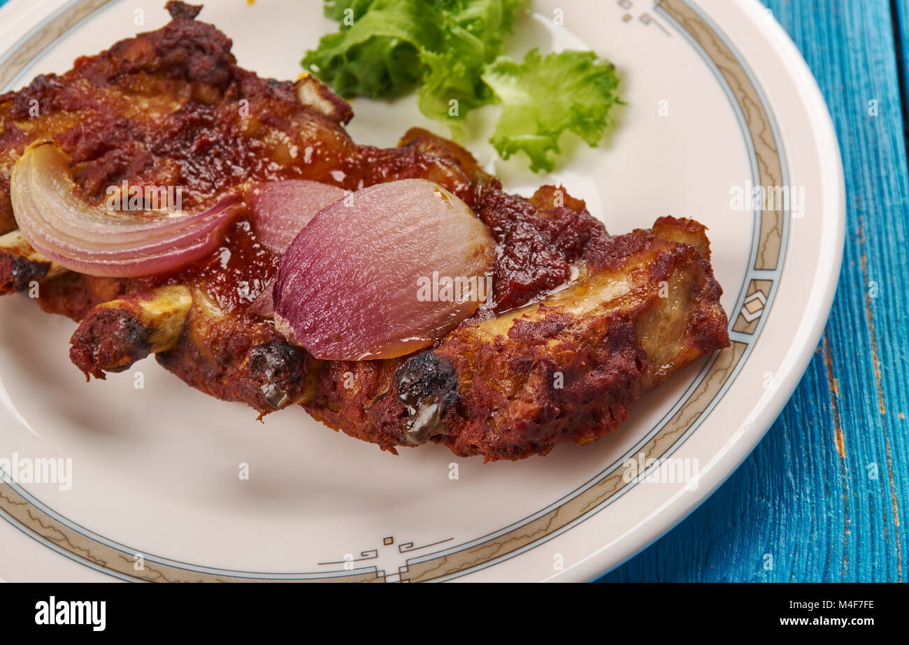 Slow Cooker Louisiana Ribs , Cajun-Style close up Stock Photo - Alamy