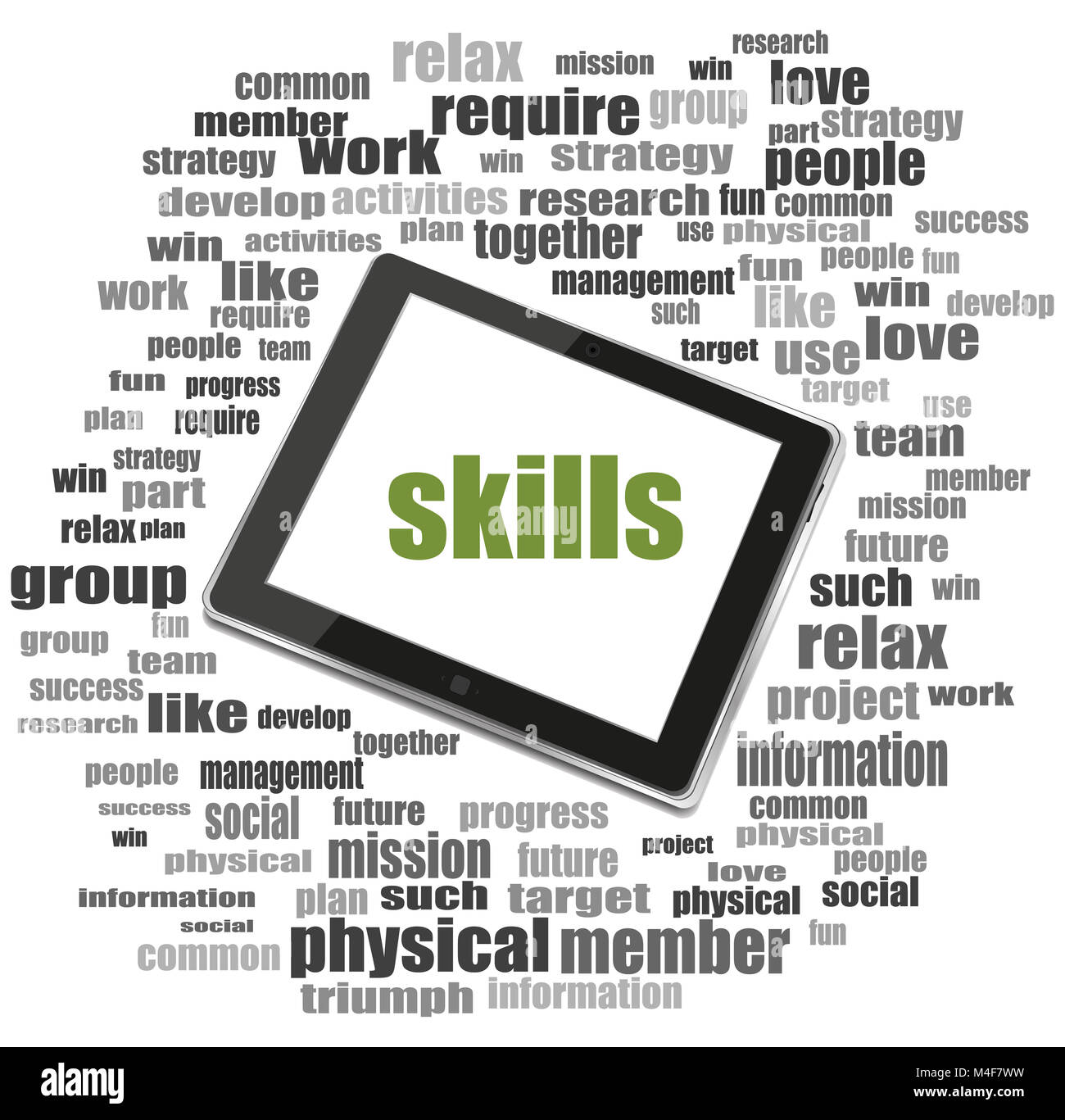 Education concept. word skills . Tablet Pc. Word cloud collage Stock ...