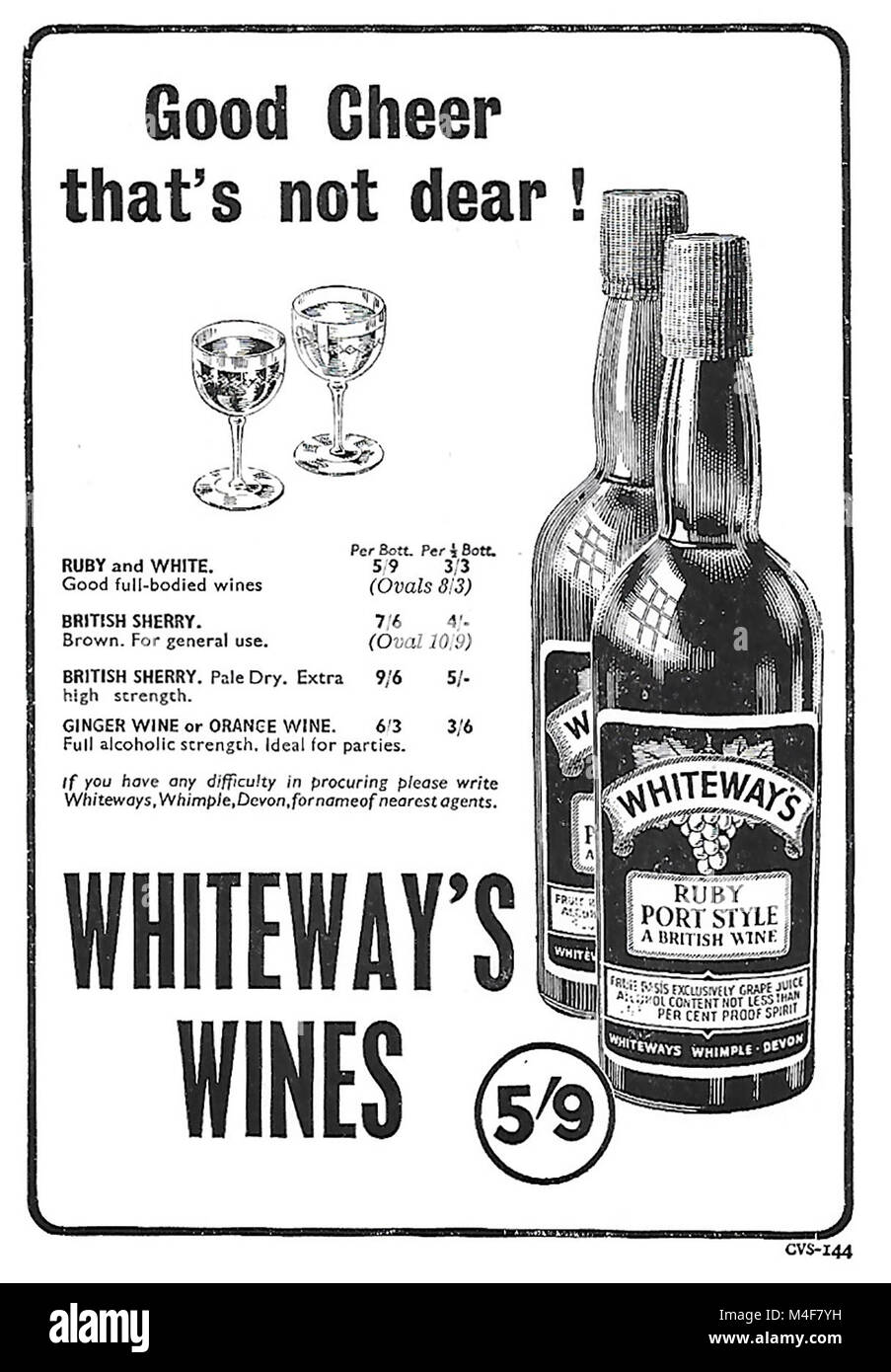 Whiteway's wine advert, advertising in Country Life magazine UK 1951 ...