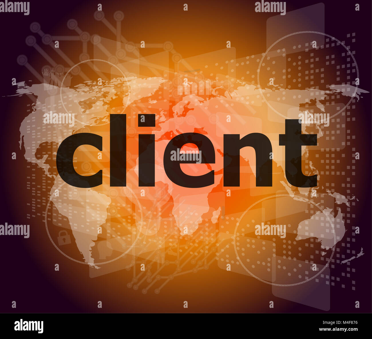 SEO web design concept: client on business digital background Stock ...