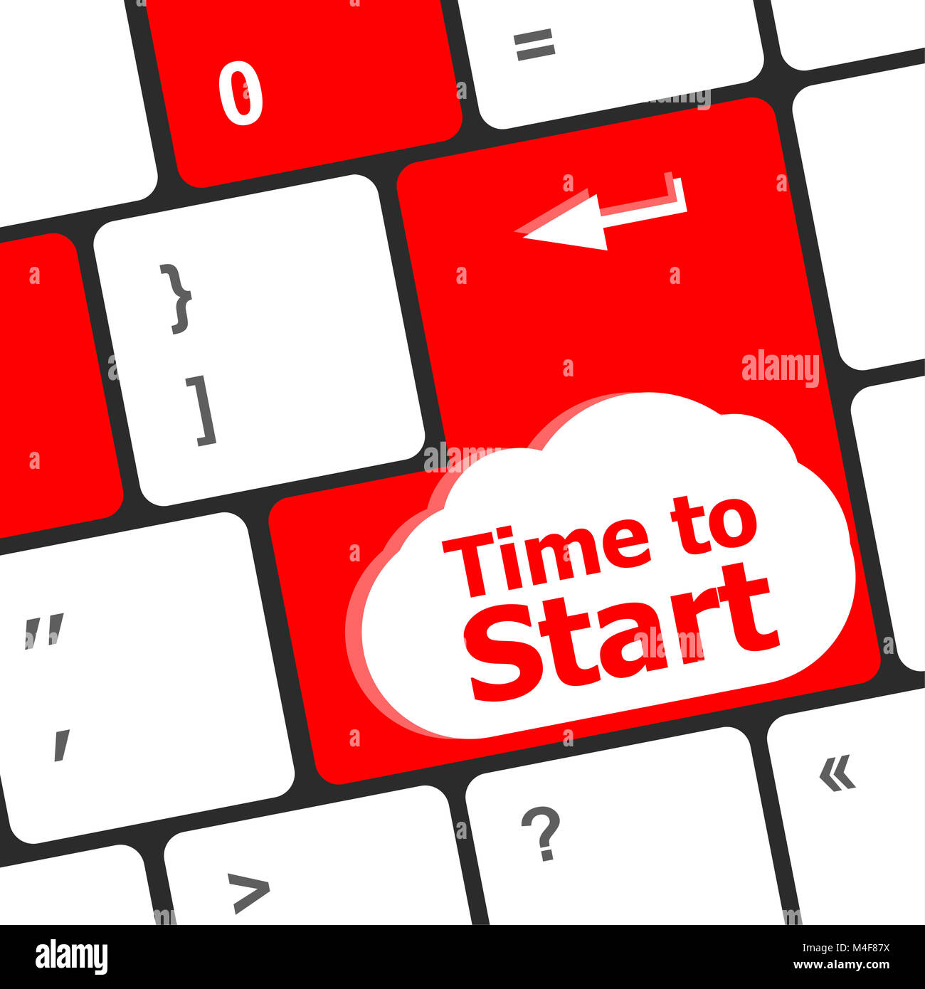 Time to start text button on keyboard keys Stock Photo - Alamy