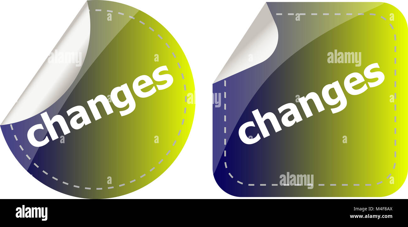changes stickers set, icon button isolated on white Stock Photo - Alamy