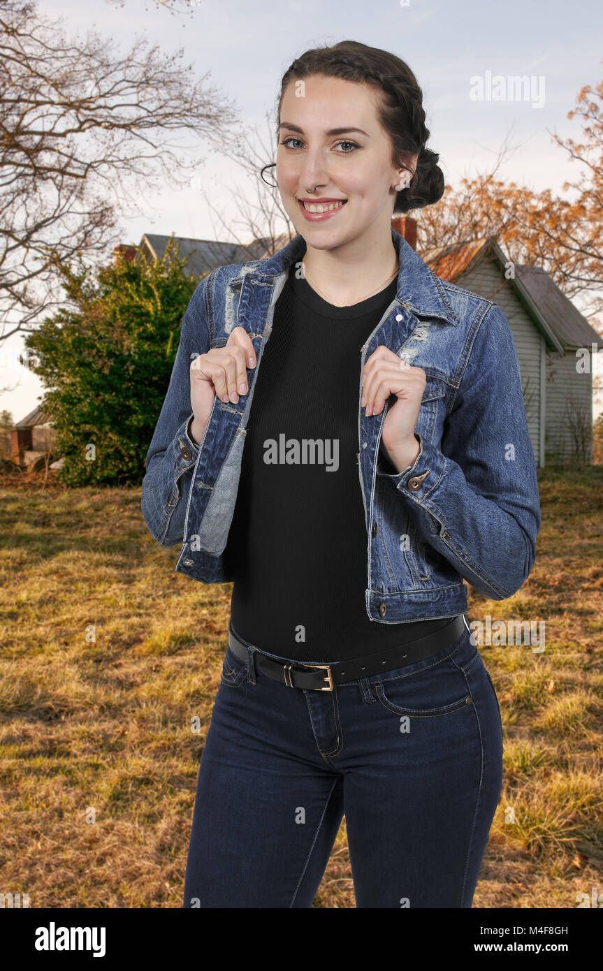 Wearing denim jacket hi-res stock photography and images - Alamy