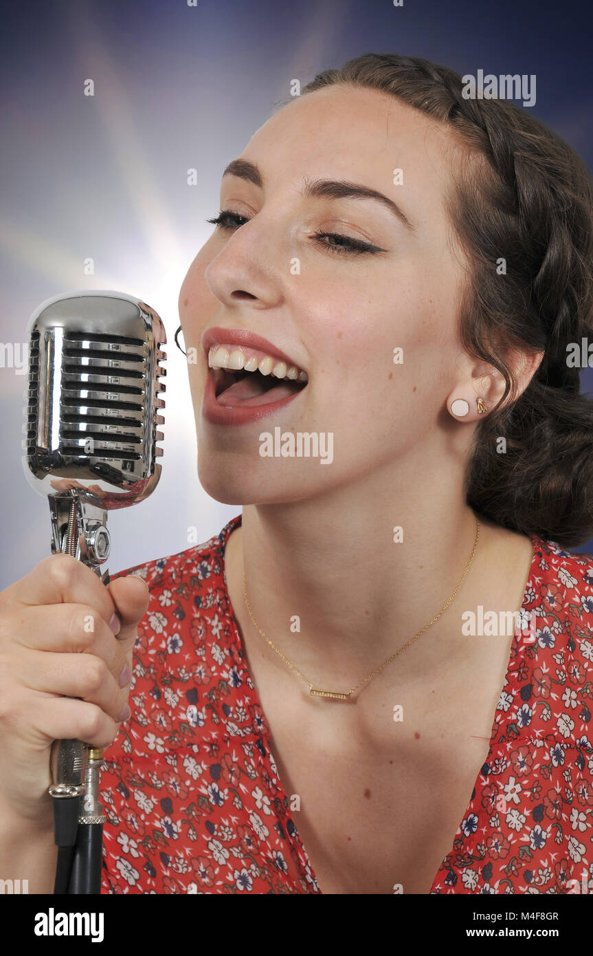 Vintage Woman Singer Stock Photo - Alamy