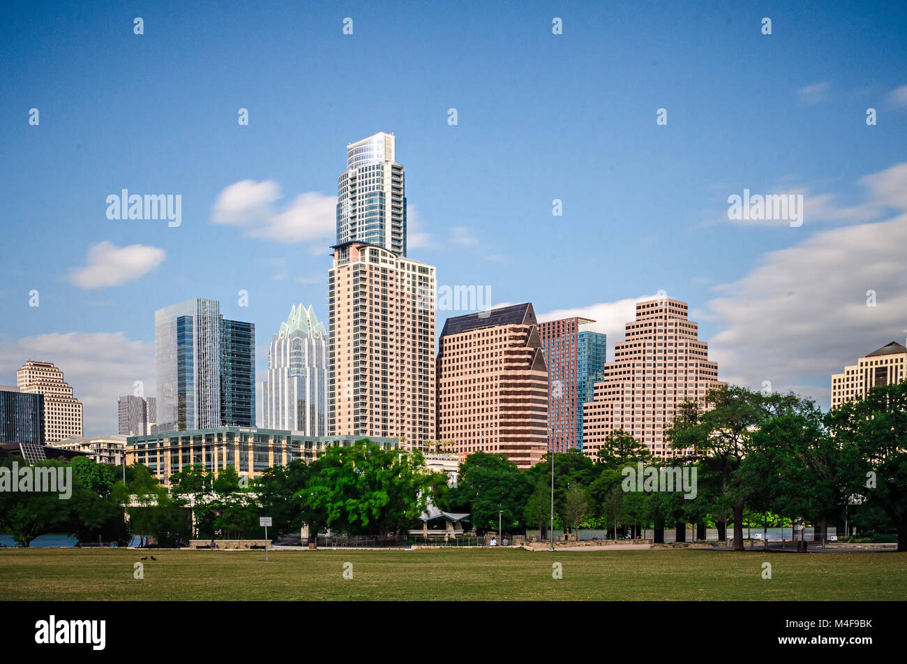 downtown view of austin texas skyline with blue sky Stock Photo - Alamy
