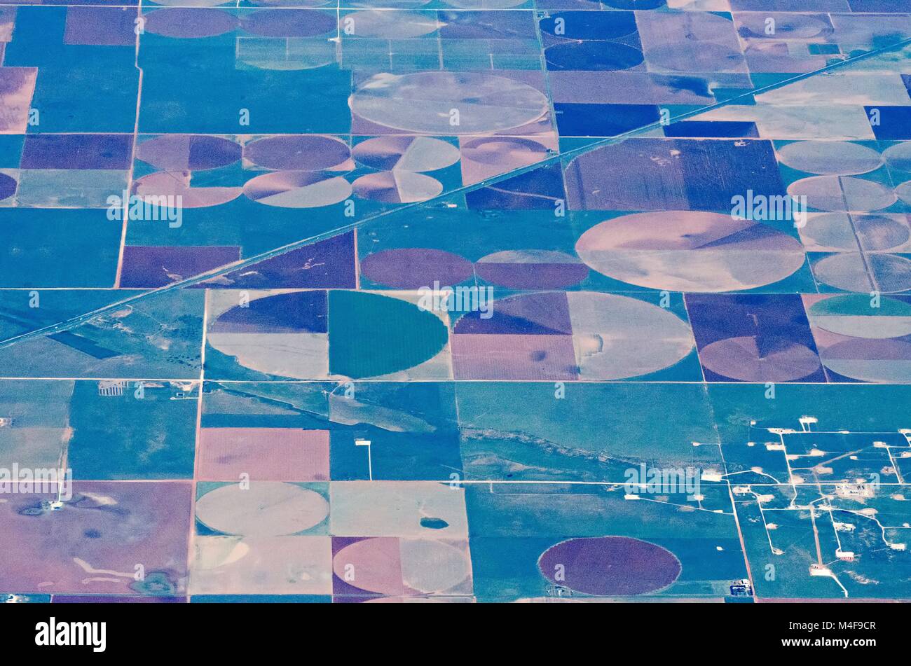 aerial view of farm land crop fields in usa Stock Photo - Alamy