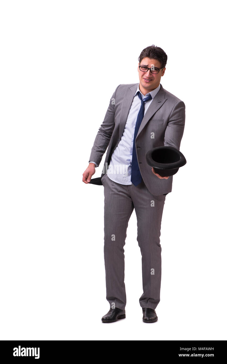 Bankrupt businessman isolated on white background Stock Photo - Alamy