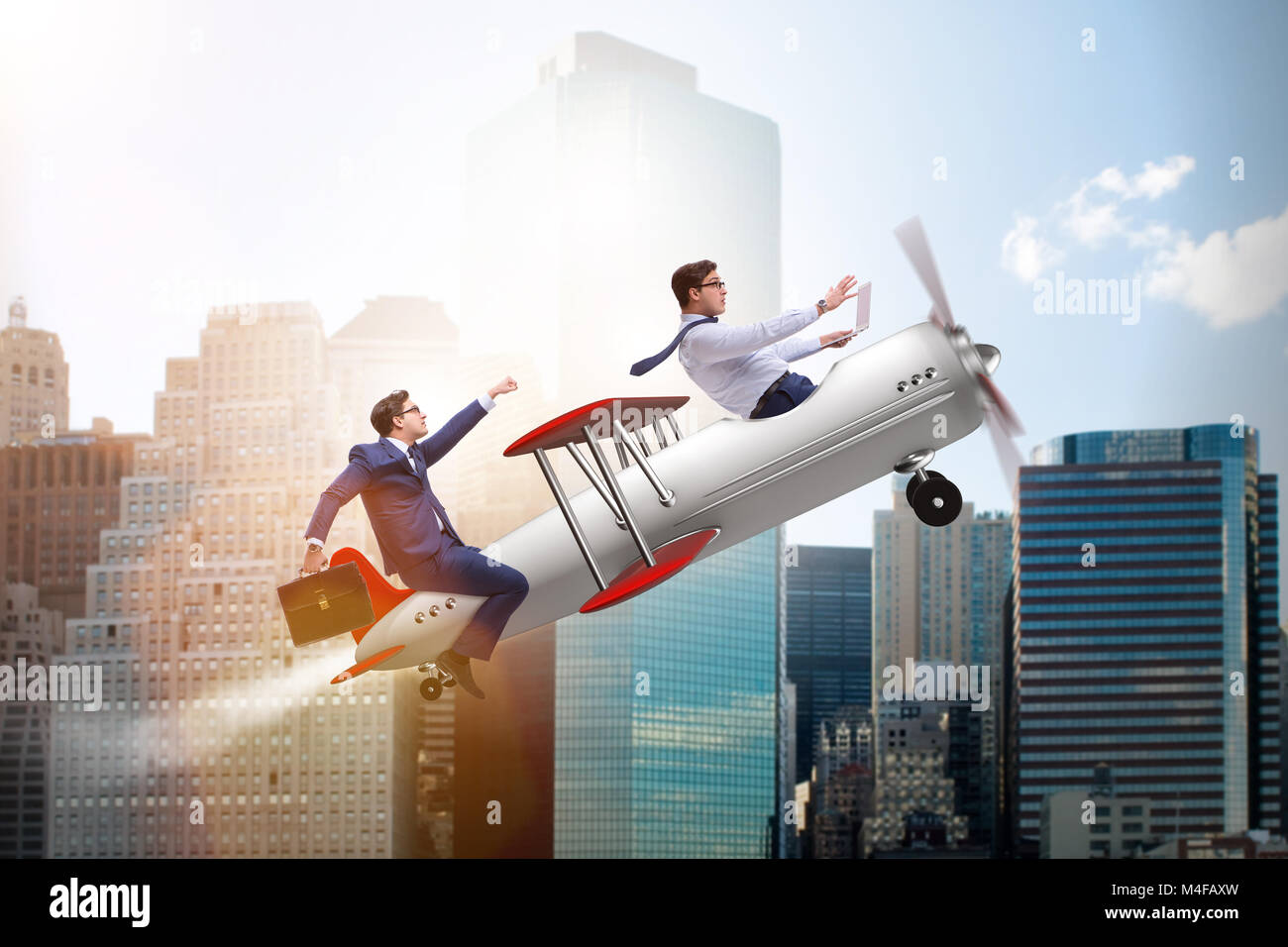 Businessman flying on vintage hi-res stock photography and images - Alamy