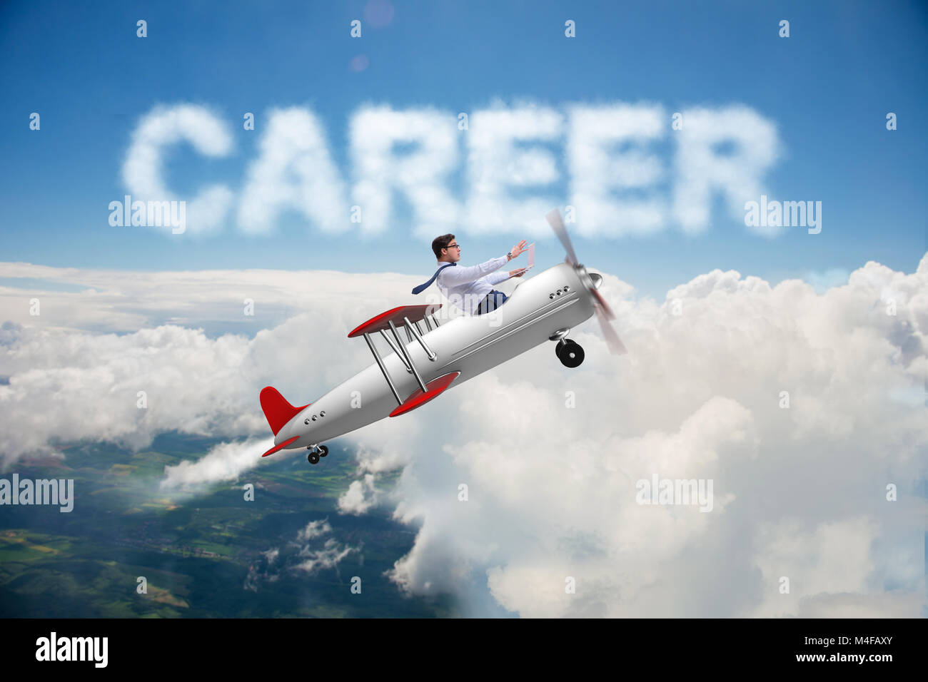 Businessman flying in career concept Stock Photo - Alamy