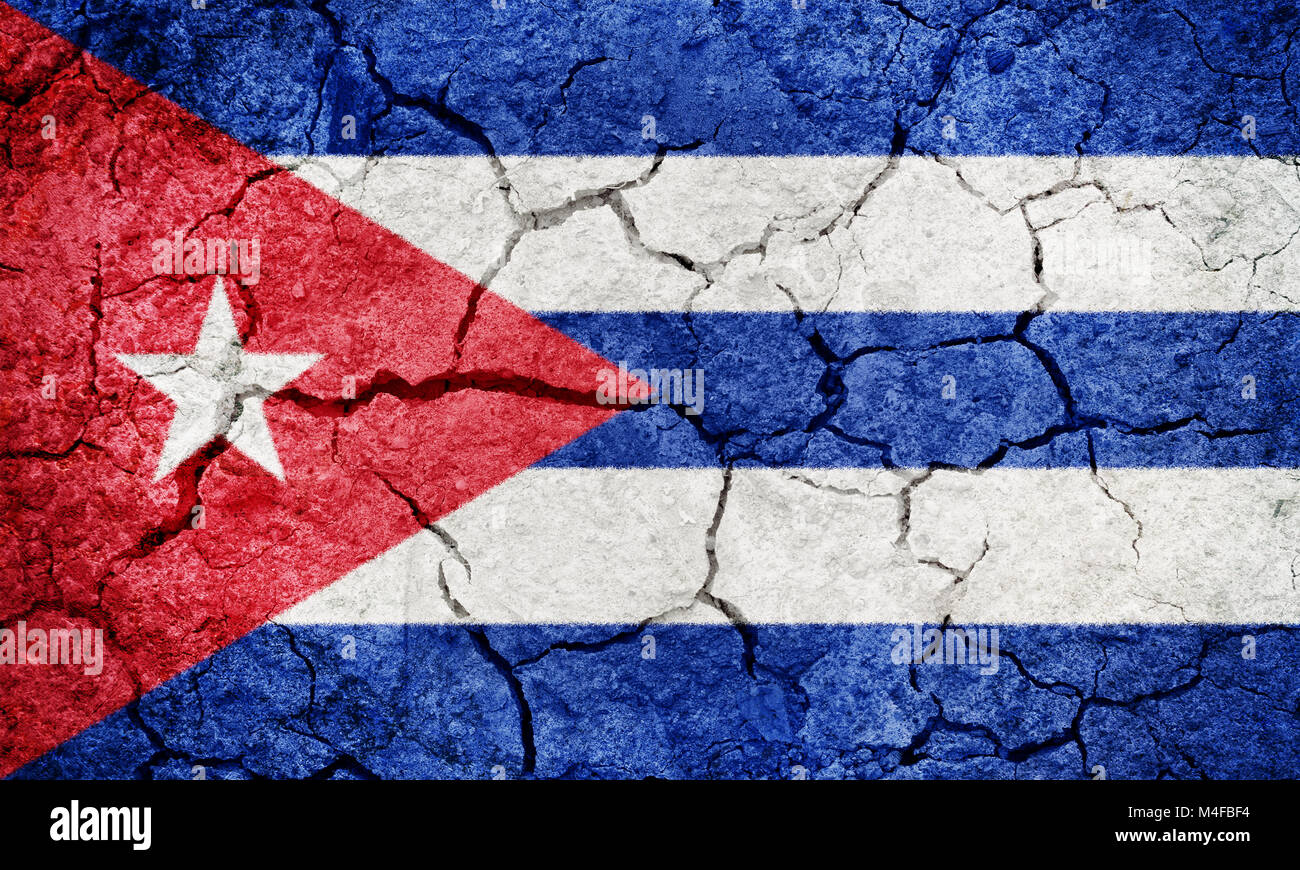 Republic of Cuba flag on dry earth ground texture background Stock ...