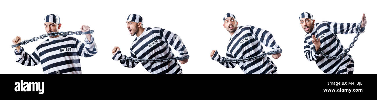 Convict criminal in striped uniform Stock Photo - Alamy